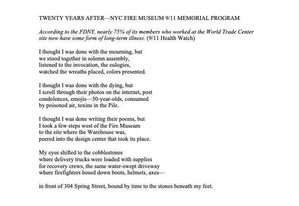 #341 Backstory of the Poem “Twenty Years After- NYC Fire Museum 9/11 ...